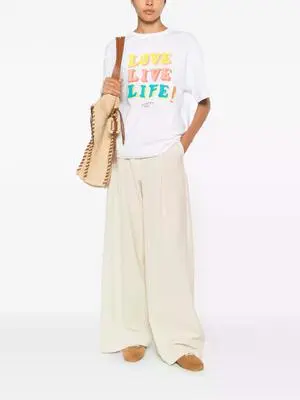 Max Mara Beige Pleated Wide-leg Trousers