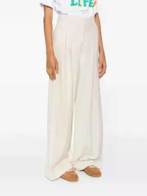 Max Mara Beige Pleated Wide-leg Trousers