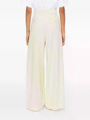 Max Mara Beige Pleated Wide-leg Trousers