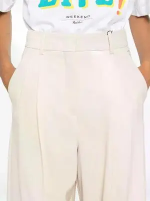 Max Mara Beige Pleated Wide-leg Trousers