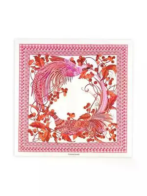 FERRAGAMO Bird-print Silk Scarf - White