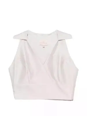 LEEN MOUGRHABI Evelyn V-neck Crop Top - Grey