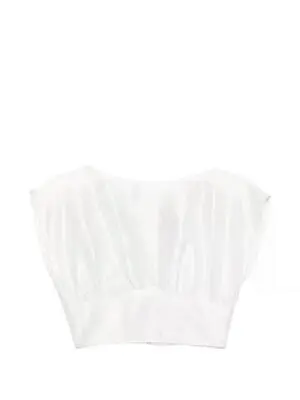 LEEN MOUGRHABI Isla Boat-neck Crop Top