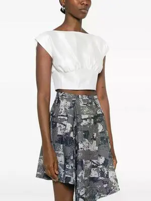 LEEN MOUGRHABI Isla Boat-neck Crop Top