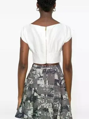 LEEN MOUGRHABI Isla Boat-neck Crop Top