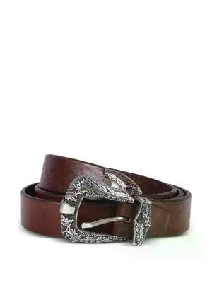 ALBERTO LUTI Engraved Western-style Belt - Brown
