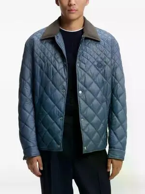BOSS Quilted Collared Jacket - Blue