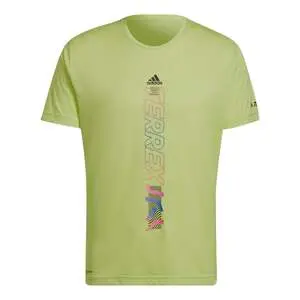 Adidas Contrasting Colors Alphabet Printing Round Neck Short Sleeve Green - Default Color