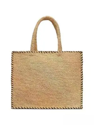 MC2 SAINT BARTH Embroidered Raffia Tote Bag