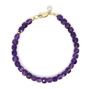 SHAR OKE Amethyst And 14k Gold Filled Beaded Bracelet With Cubic Zirconia Charm - Gold/yellow