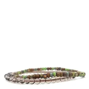 SHAR OKE Duo Bracelets With Smoky Quartz And Czech Picasso Beads - Brown/green
