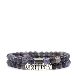 SHAR OKE Sterling Silver And Iolite Beaded Bracelet Set