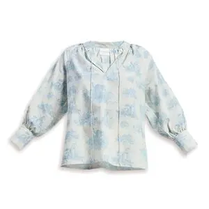 REISTOR Relaxed-fit Animal Print Shirt With Drawstring Detail - Blue