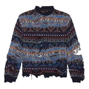Balenciaga Destroyed Fair Isle Wool-blend Jumper