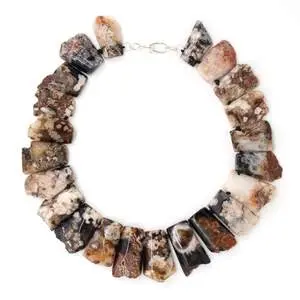 SHAR OKE Sakura Agate And Sterling Silver Collar Necklace - Black/silver