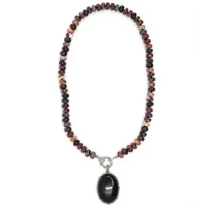 SHAR OKE Tourmaline & Onyx Diamond Beaded Necklace - Black