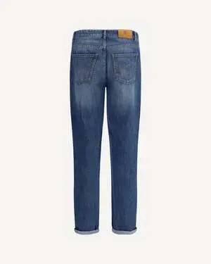 Brunello Cucinelli Cuffed Straight Leg Jeans - Blue