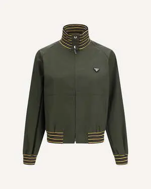 Prada Technical Canvas Blouson Jacket With Striped Detailing