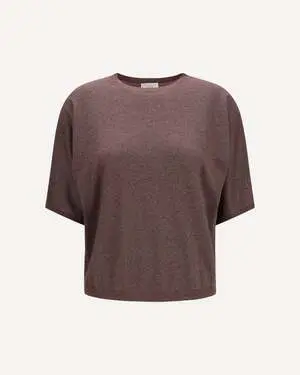 Brunello Cucinelli Short-sleeve Cashmere And Silk Sweater - Purple