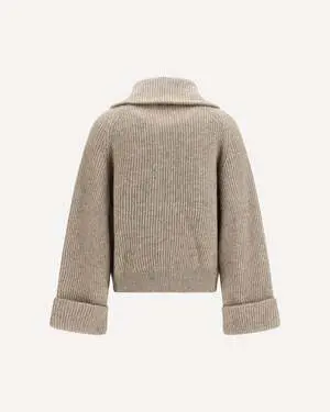 Brunello Cucinelli High-neck Zip-up Sweater With Wide Sleeves