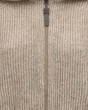 Brunello Cucinelli High-neck Zip-up Sweater With Wide Sleeves