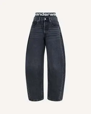 Alexander Wang Blow-up Jeans With Logo Waistband - Grey