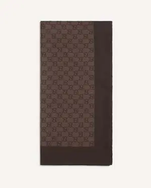 Gucci Gg Silk Twill Jacquard Scarf