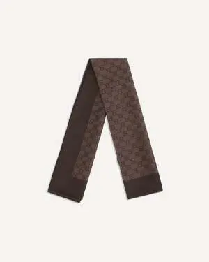 Gucci Gg Silk Twill Jacquard Scarf