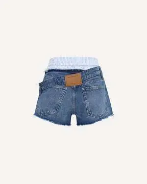 Alexander Wang Mid-rise Denim Shorts With Boxer Detail - Blue