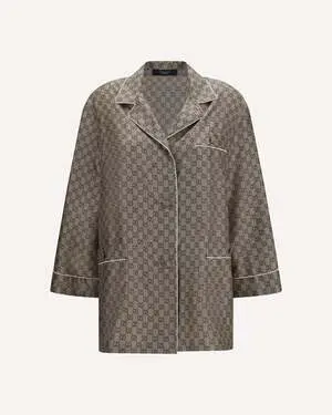 Gucci Printed Silk Twill Shirt - Beige