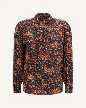 Gucci Silk Flora Print Shirt With Neck Bow - Multicolour