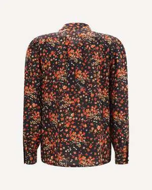 Gucci Silk Flora Print Shirt With Neck Bow - Multicolour