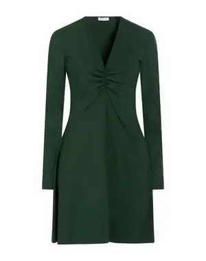 Patrizia Pepe Long Sleeve V-neck Mini Dress With Ruching - Green