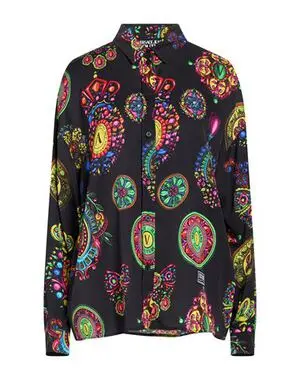 Versace Viscose Twill Multicolor Printed Shirt - Black