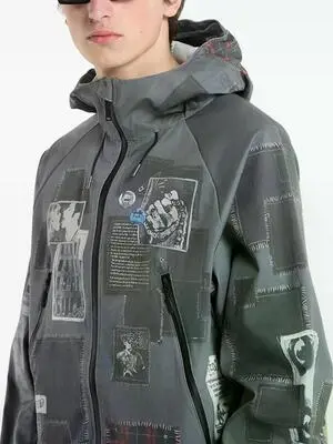 WASTED Taunt Patchwork-print Hooded Windbreaker