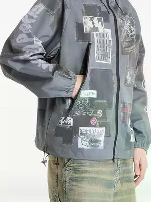 WASTED Taunt Patchwork-print Hooded Windbreaker
