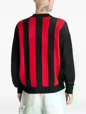 WASTED Striped Logo-intarsia V-neck Sweater