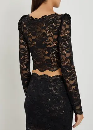 Rabanne Off-the-shoulder Lace Crop Top - Black