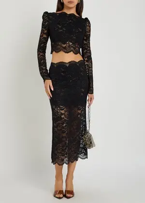 Rabanne Off-the-shoulder Lace Crop Top - Black