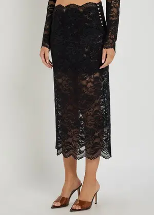 Rabanne Stretch-lace Midi Skirt - Black