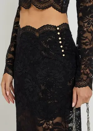 Rabanne Stretch-lace Midi Skirt - Black
