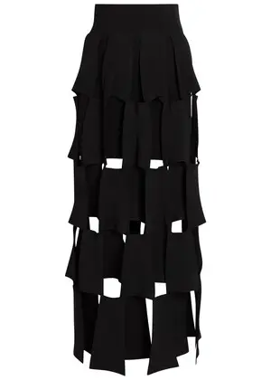 A.W.A.K.E. Mode Panelled Trapeze Knit Midi Skirt