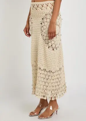 Rabanne Embellished Crochet Midi Skirt