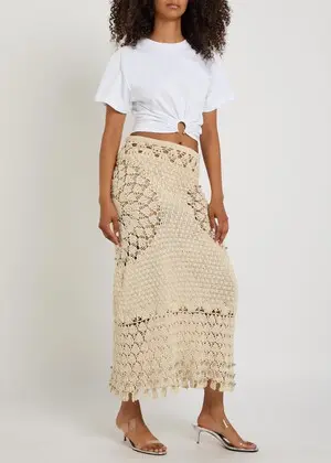 Rabanne Embellished Crochet Midi Skirt