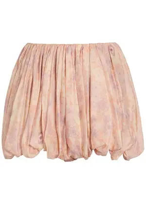 Chloé Floral Print Gathered Silk Shorts - Pink