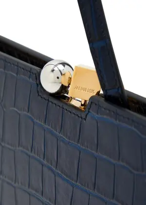 Jacquemus Le Salon Crocodile-effect Leather Shoulder Bag - Navy