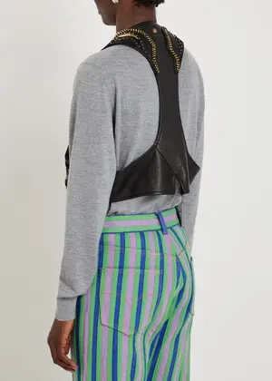Versace Embellished Panelled Leather Vest