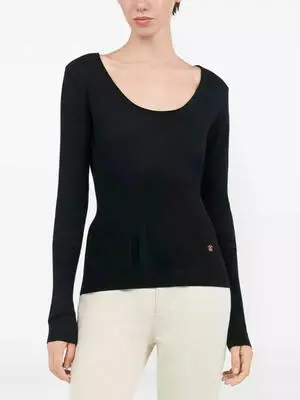 Roberto Cavalli Scoop Neck Ribbed Knit Sweater