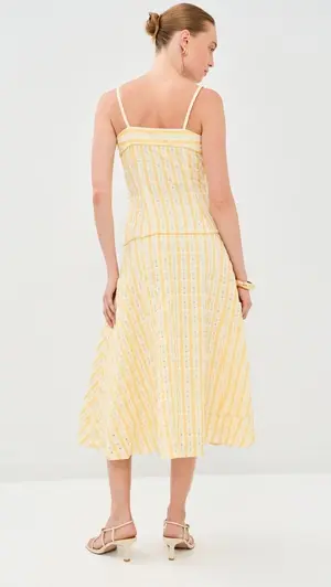 Rosie Assoulin Drop Me A Note Gingham Seersucker Midi Dress