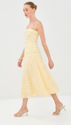 Rosie Assoulin Drop Me A Note Gingham Seersucker Midi Dress